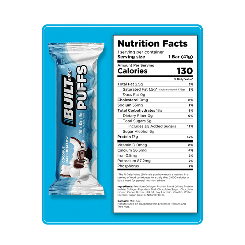 Built Bar Puffs 41g 12 Bars.Box | Supplement King